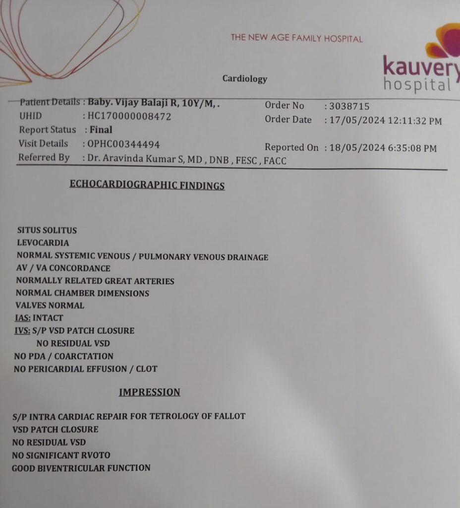 Tetralogy of Fallot (TOF): Echocardiography - Kauvery Hospital